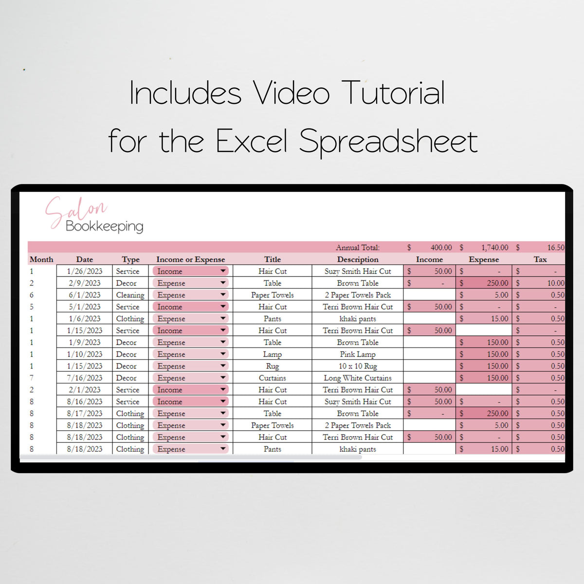 Hair Salon Business Bundle Template Google Sheets Excel Spreadsheet ...