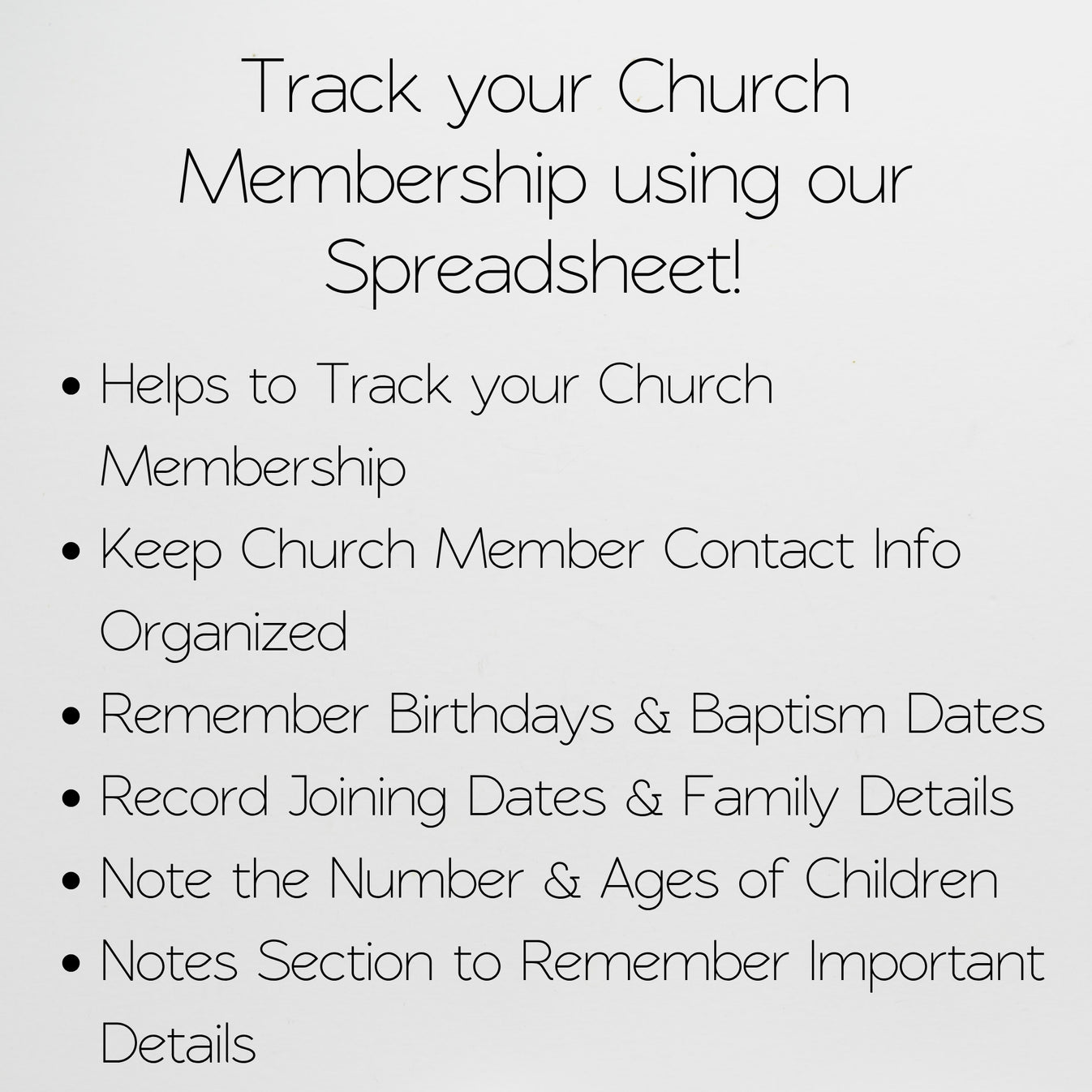 Church Membership Record Google Sheet and Excel Spreadsheet – Savvy and ...