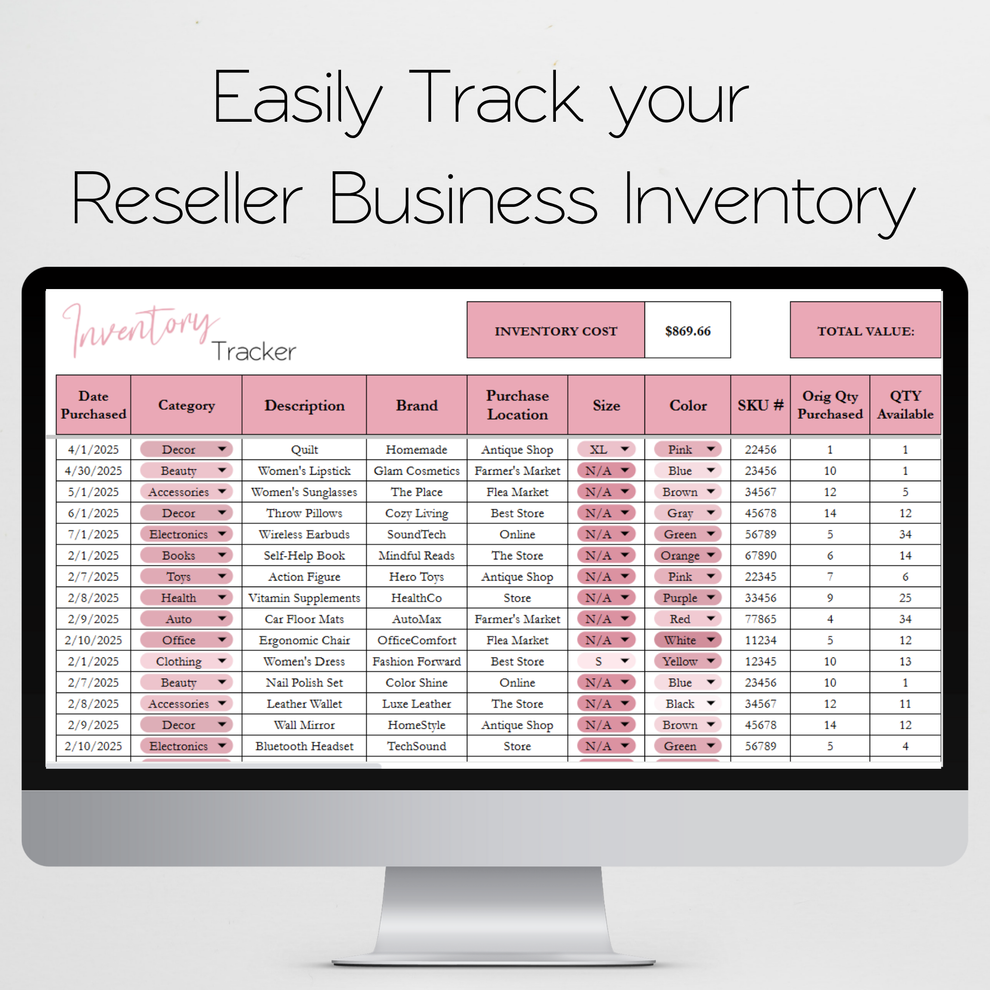 Reseller Inventory Tracker Template Google Sheets and Excel Spreadshee ...