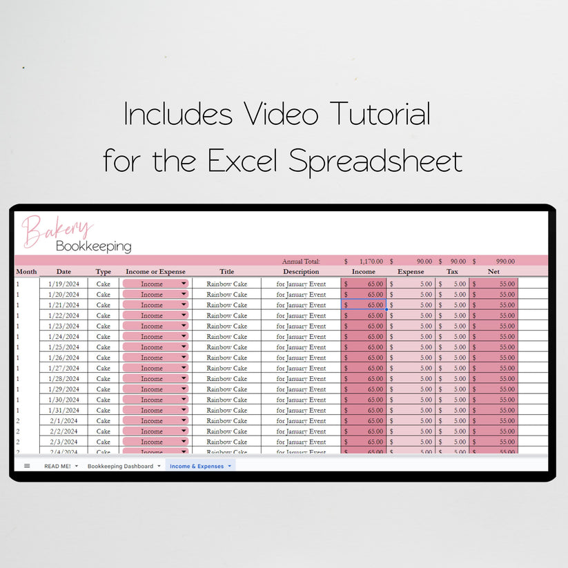 Bakery Business Bookkeeping Template Google Sheets Excel Spreadsheet ...
