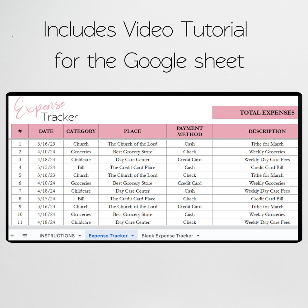 Expense Tracker Google Sheet, Expenses Log Excel Spreadsheet – Savvy ...