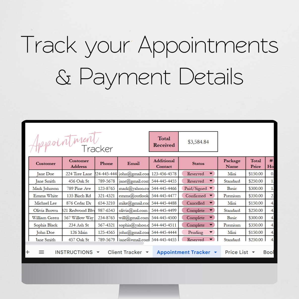 Photography Planner Template Bundle Google Sheet and Excel Spreadsheet ...