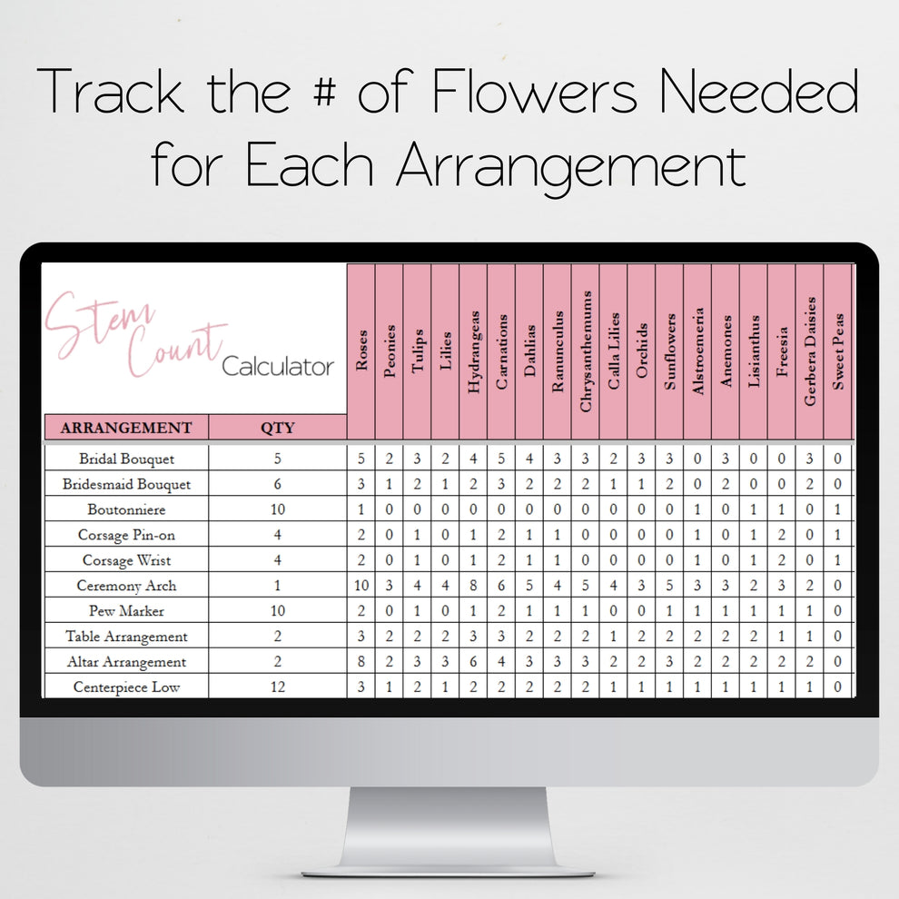 Stem Count Calculator Template for Google Sheets and Excel Spreadsheet ...