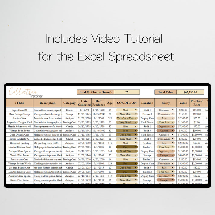 Collection Tracker Excel Spreadsheet and Google Sheets Template – Savvy ...