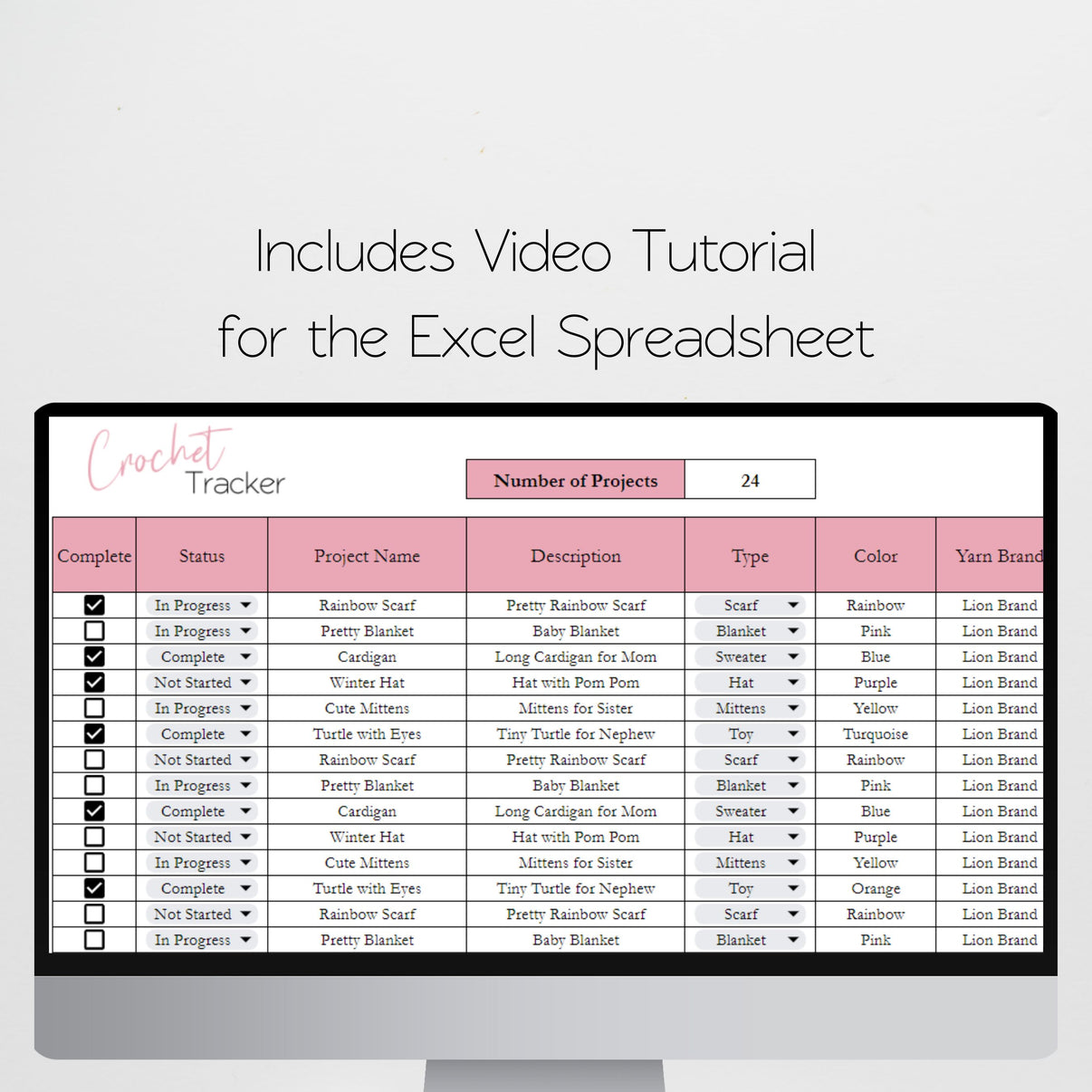 Knitting Planner Google Sheet and Excel Spreadsheets – Savvy and Thriving