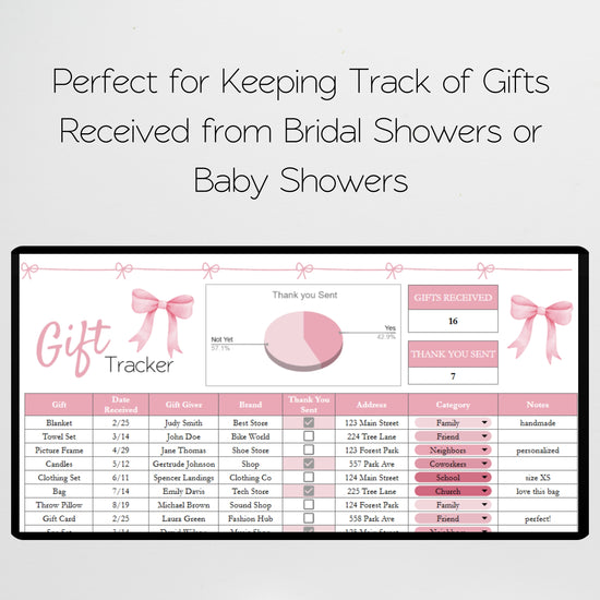 Gift Tracker for Baby Shower Gift Log, Bridal Shower Gift List Templat ...
