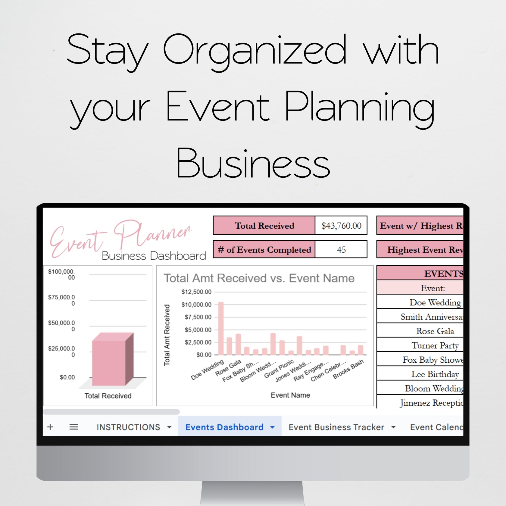 Event Planning Business Template Bundle Google Sheet and Excel Spreads ...