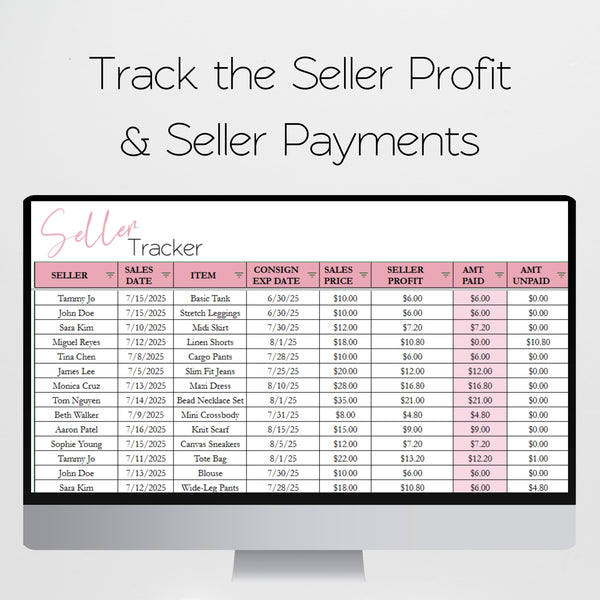 Consignment Inventory Tracker Template for Google Sheets and Excel Spr ...