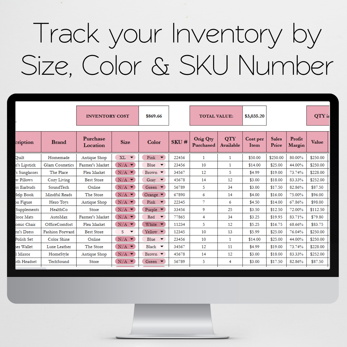 Reseller Inventory Tracker Template Google Sheets and Excel Spreadshee ...