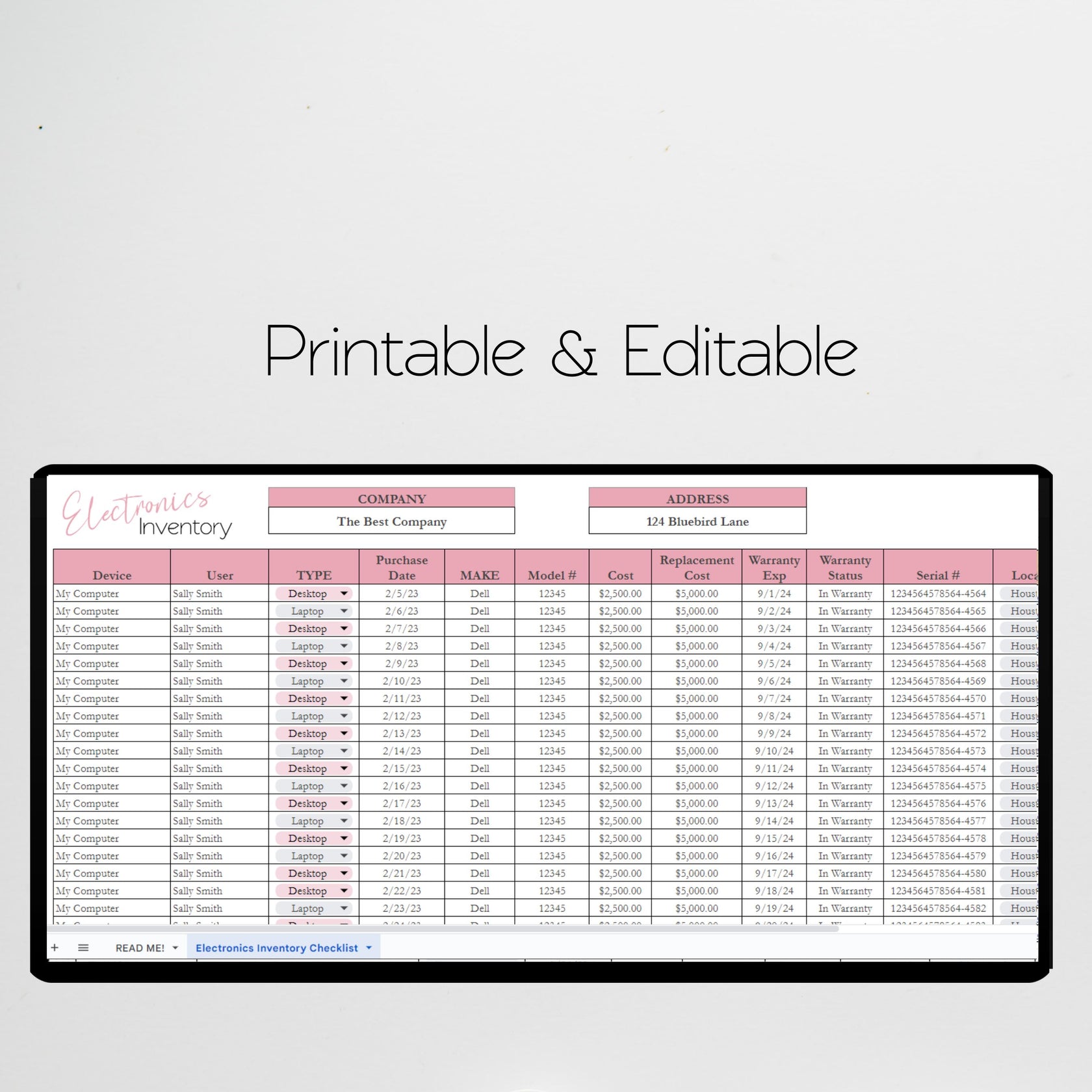 Electronics Inventory Tracker Template Google Sheets Excel Spreadsheet ...