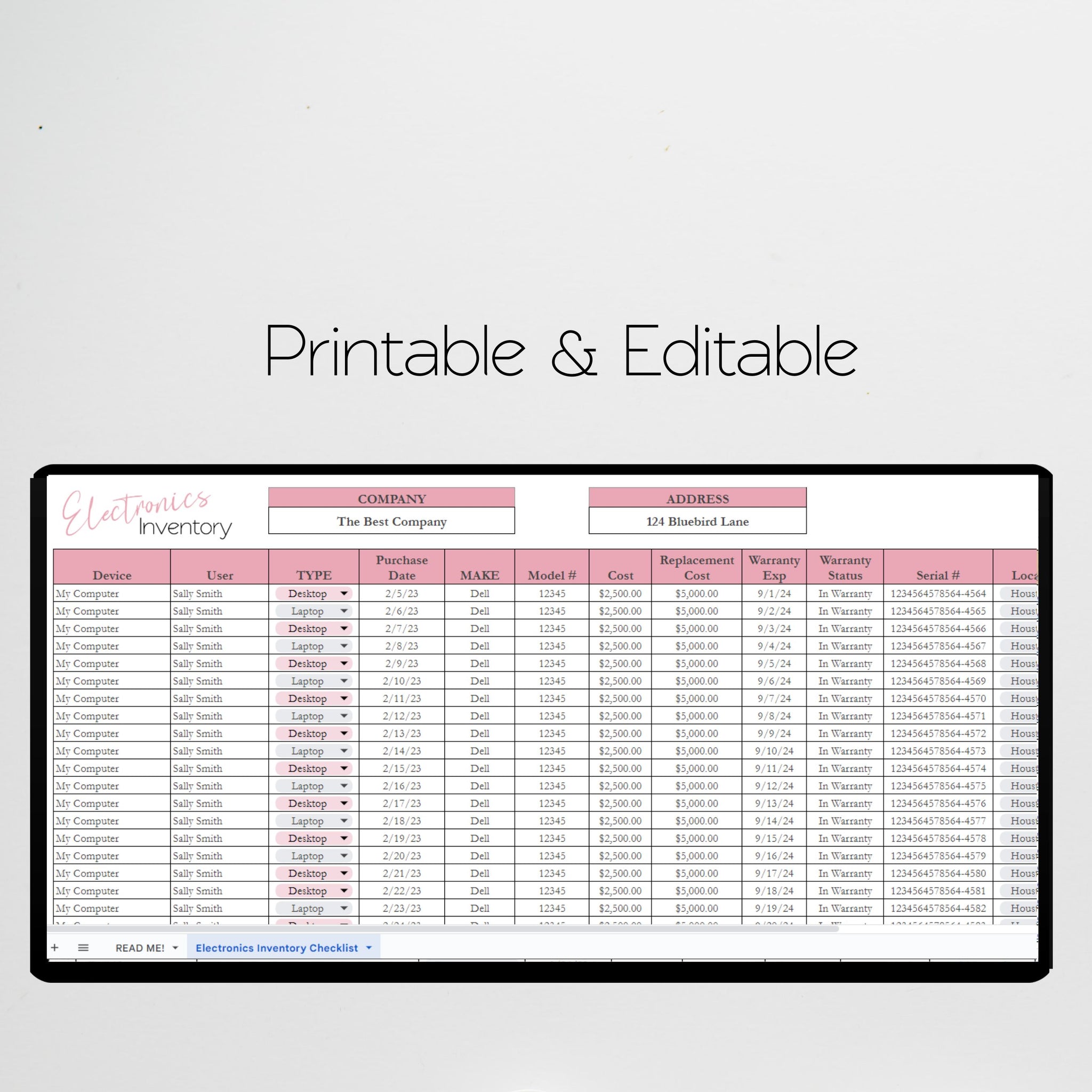 Electronics Inventory Tracker Template Google Sheets Excel Spreadsheet ...