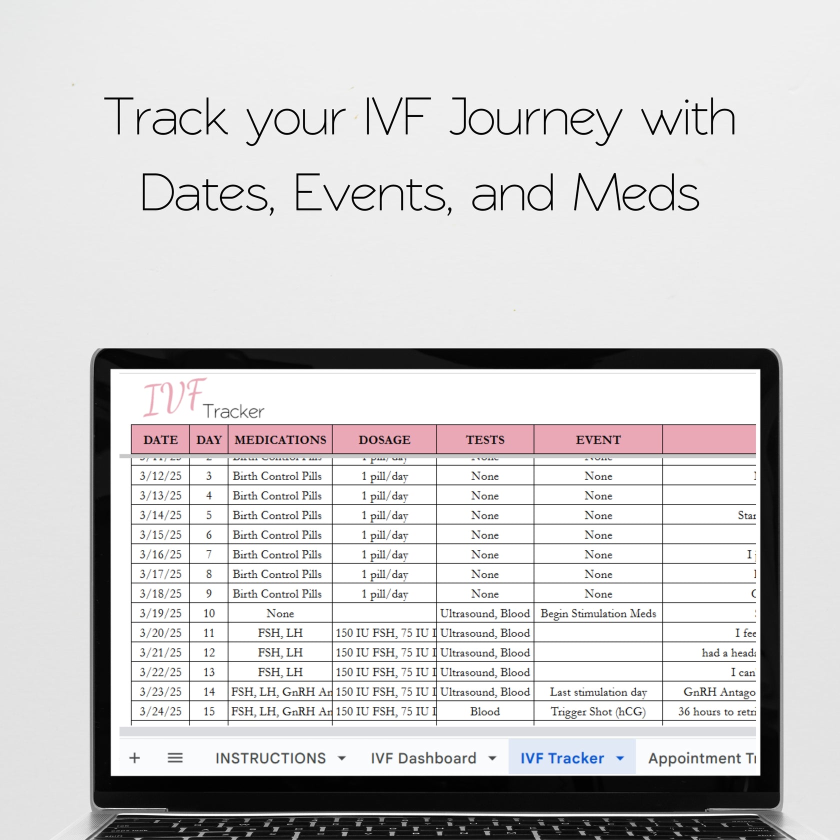 IVF Planner Template Bundle Google Sheet and Excel Spreadsheet – Savvy ...