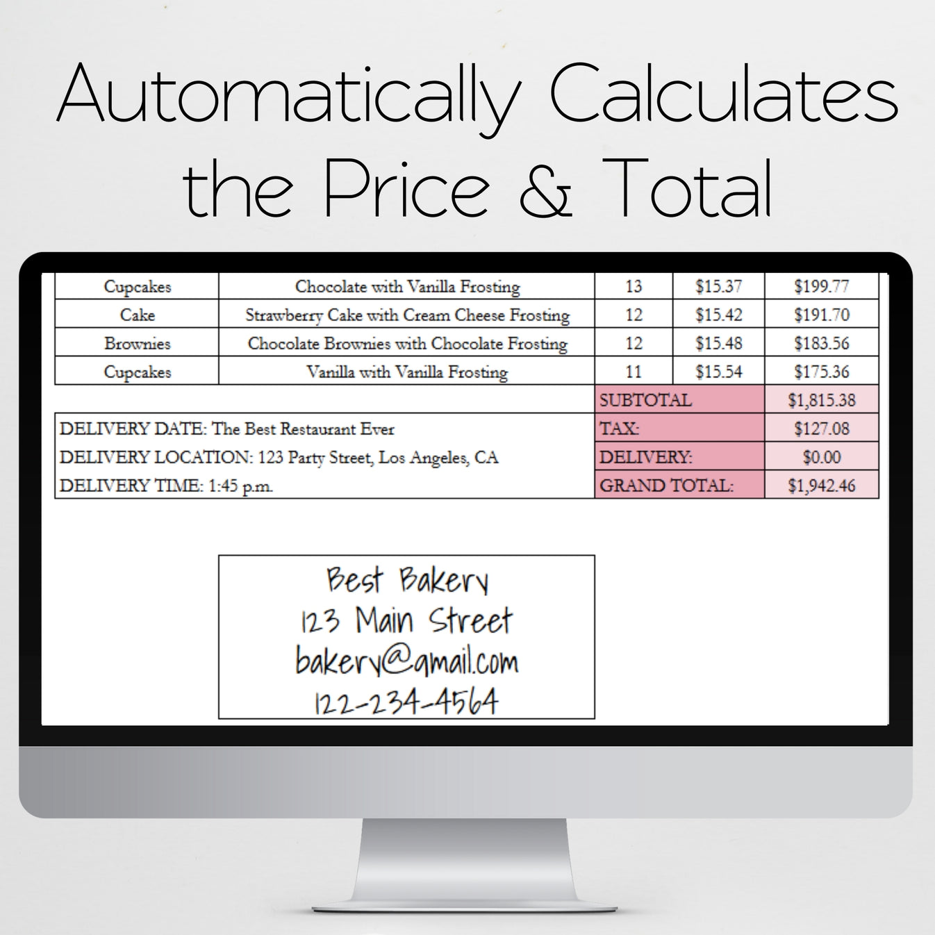 Bakery Order Form Template Google Sheets and Excel Spreadsheet – Savvy ...