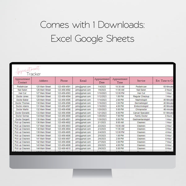 Appointment Tracker Google Sheet – Savvy and Thriving