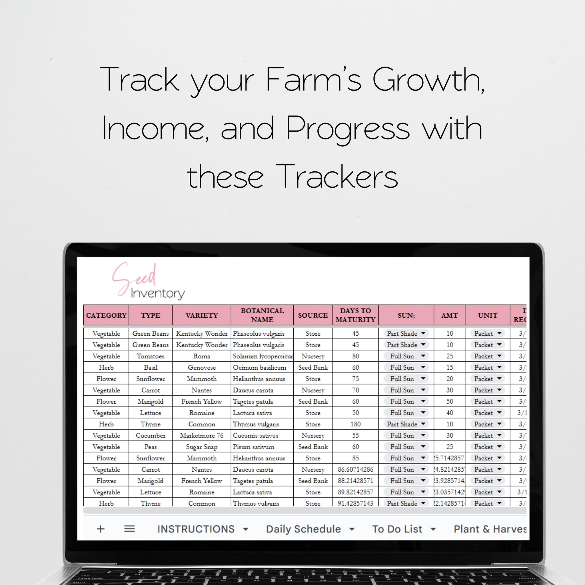 Farm Planner Template Google Sheet and Excel Spreadsheet – Savvy and ...