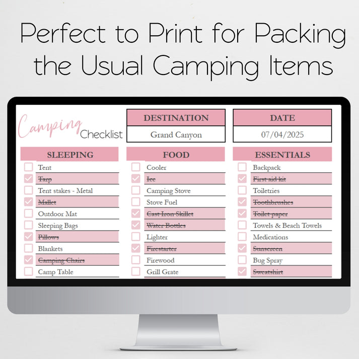 Camping Checklist Template for Google Sheets and Excel Spreadsheet ...