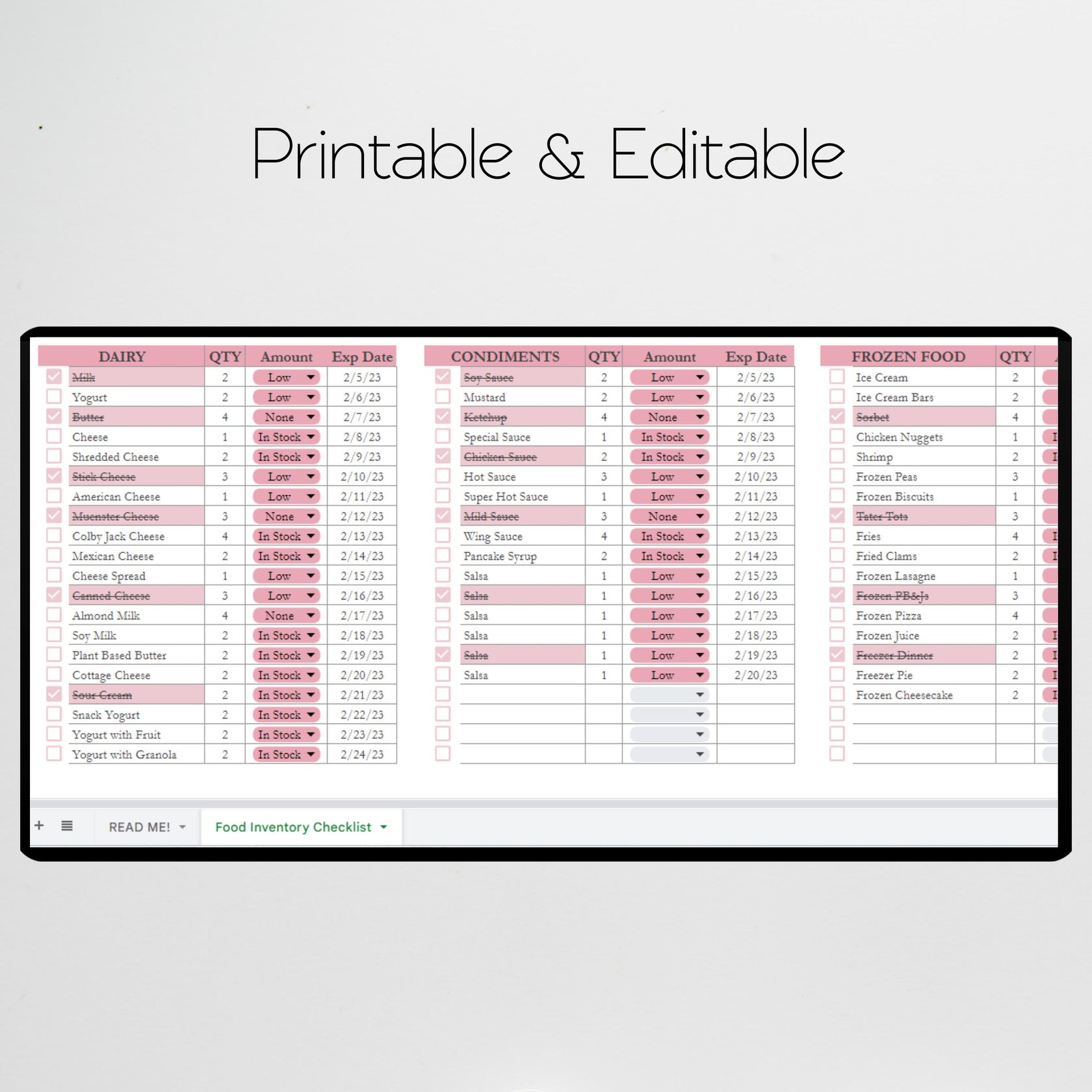 Food Inventory Tracker Google Sheet and Excel Spreadsheet – Savvy and ...