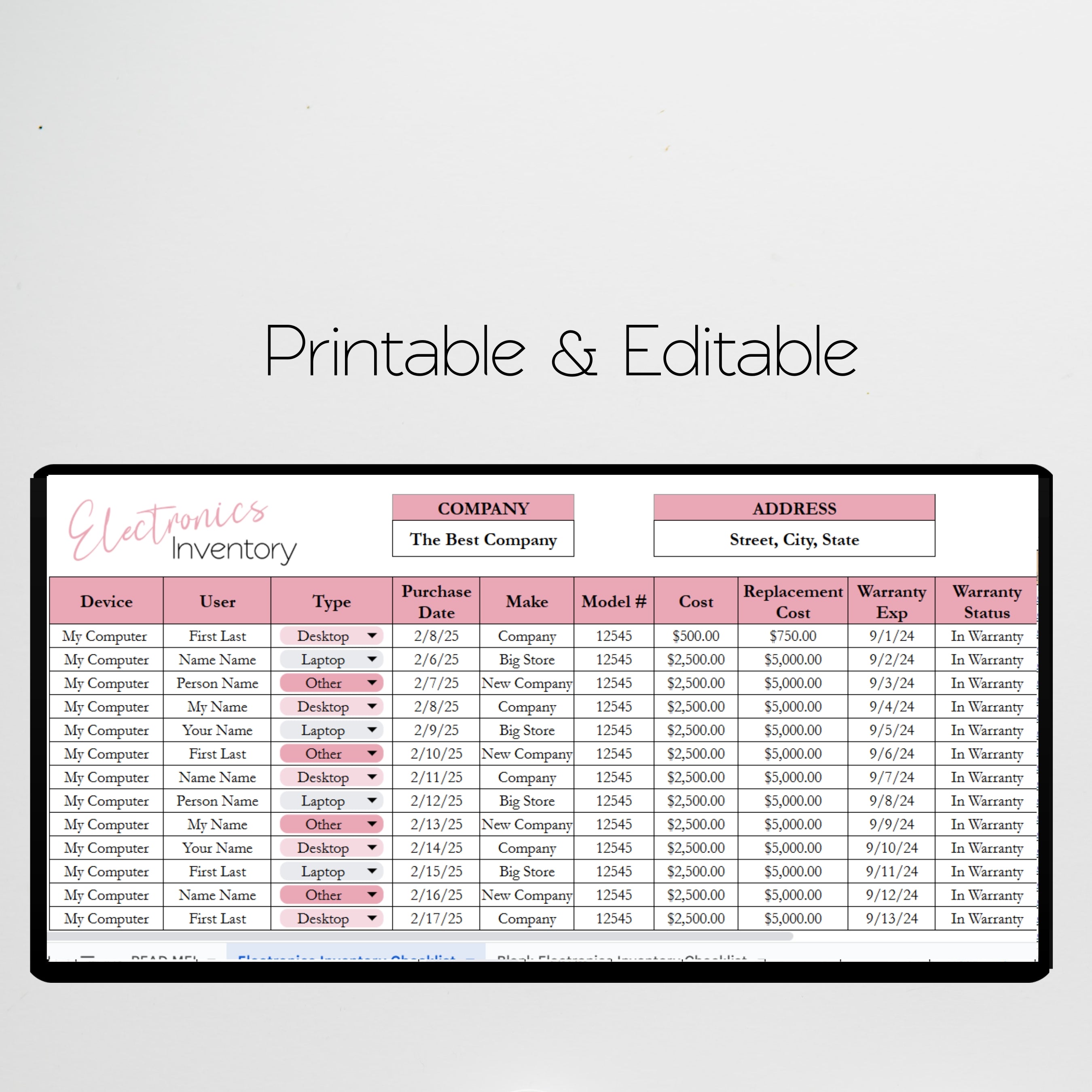Electronics Inventory Tracker Template Google Sheets Excel Spreadsheet ...