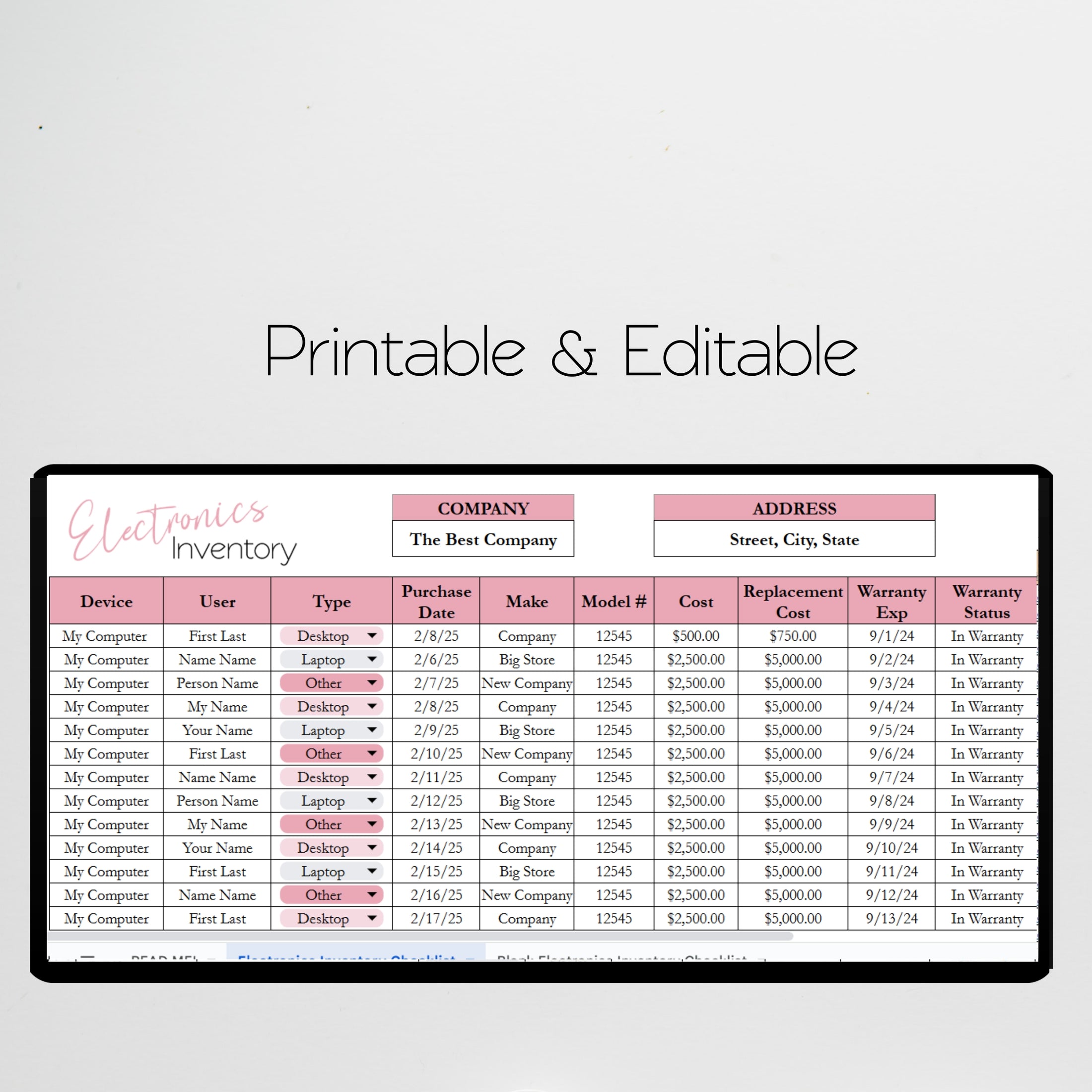 Electronics Inventory Tracker Template Google Sheets Excel Spreadsheet ...
