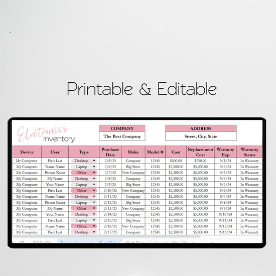 Electronics Inventory Tracker Template Google Sheets Excel Spreadsheet ...