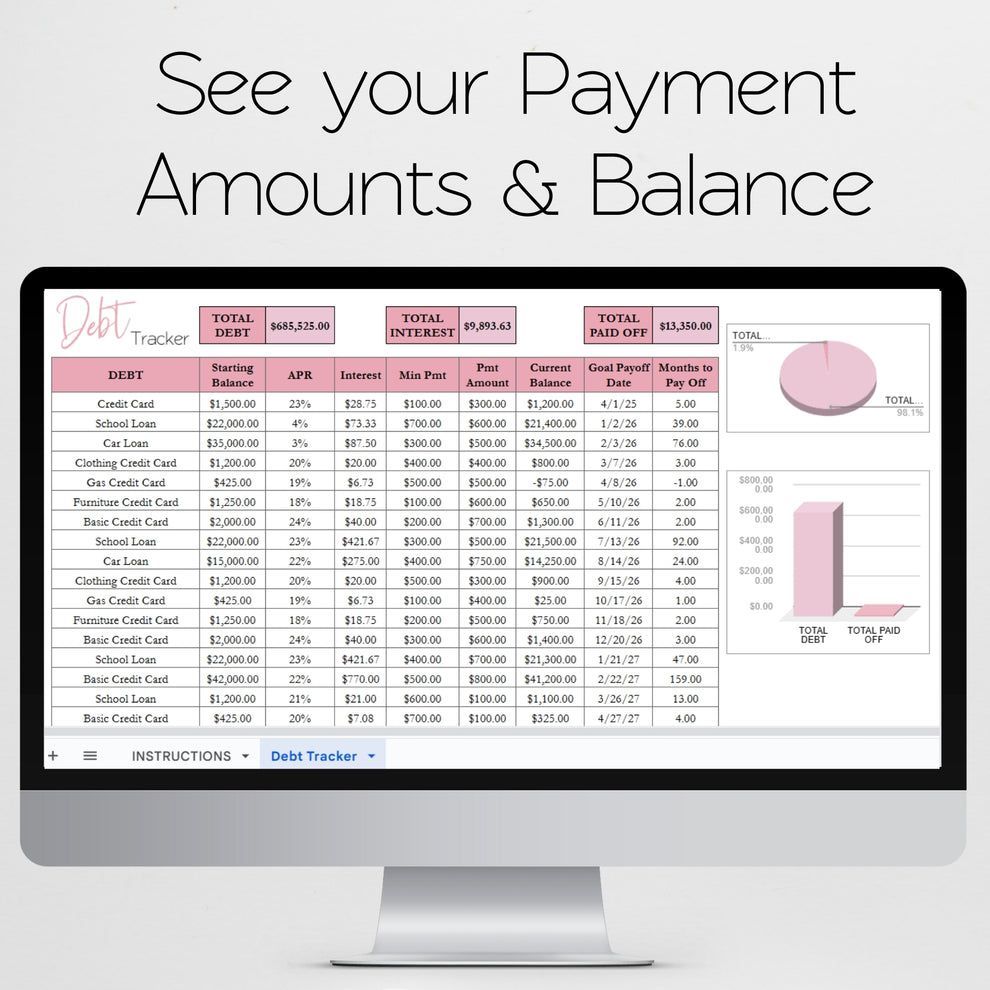 Debt Tracker Google Sheets Template and Excel Spreadsheet – Savvy and ...