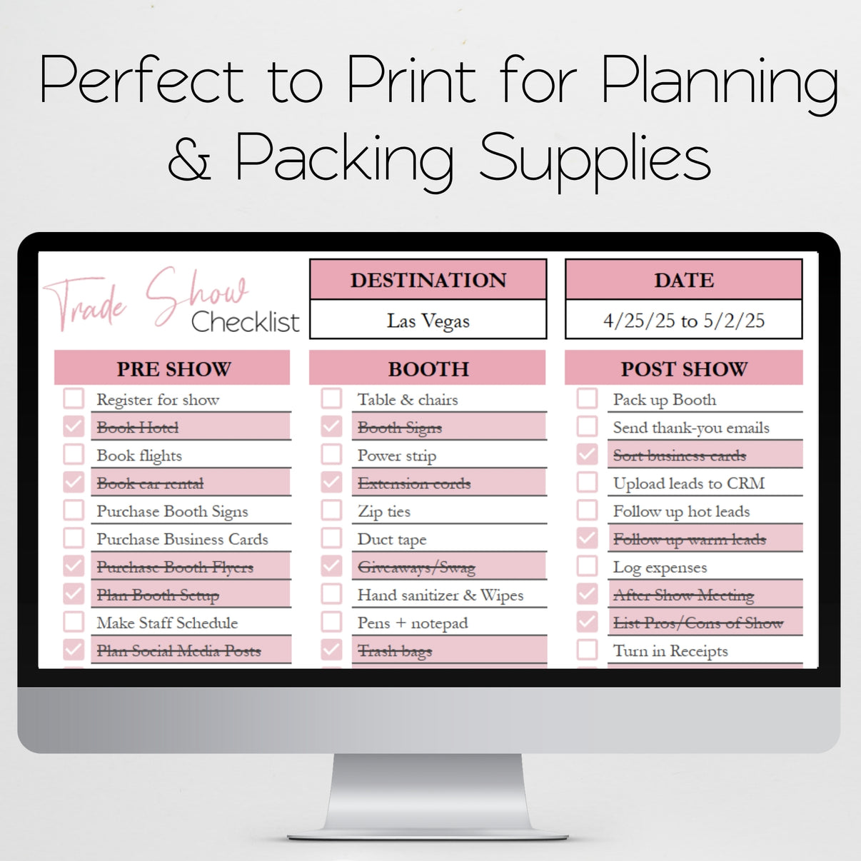 Trade Show Checklist Template for Google Sheets and Excel Spreadsheet ...