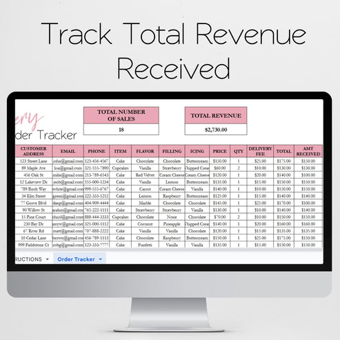 Bakery Order Tracker Template Google Sheets and Excel Spreadsheet ...