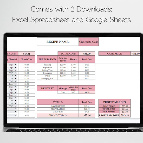 Cake Calculator Template Google Sheets and Excel Spreadsheet – Savvy ...