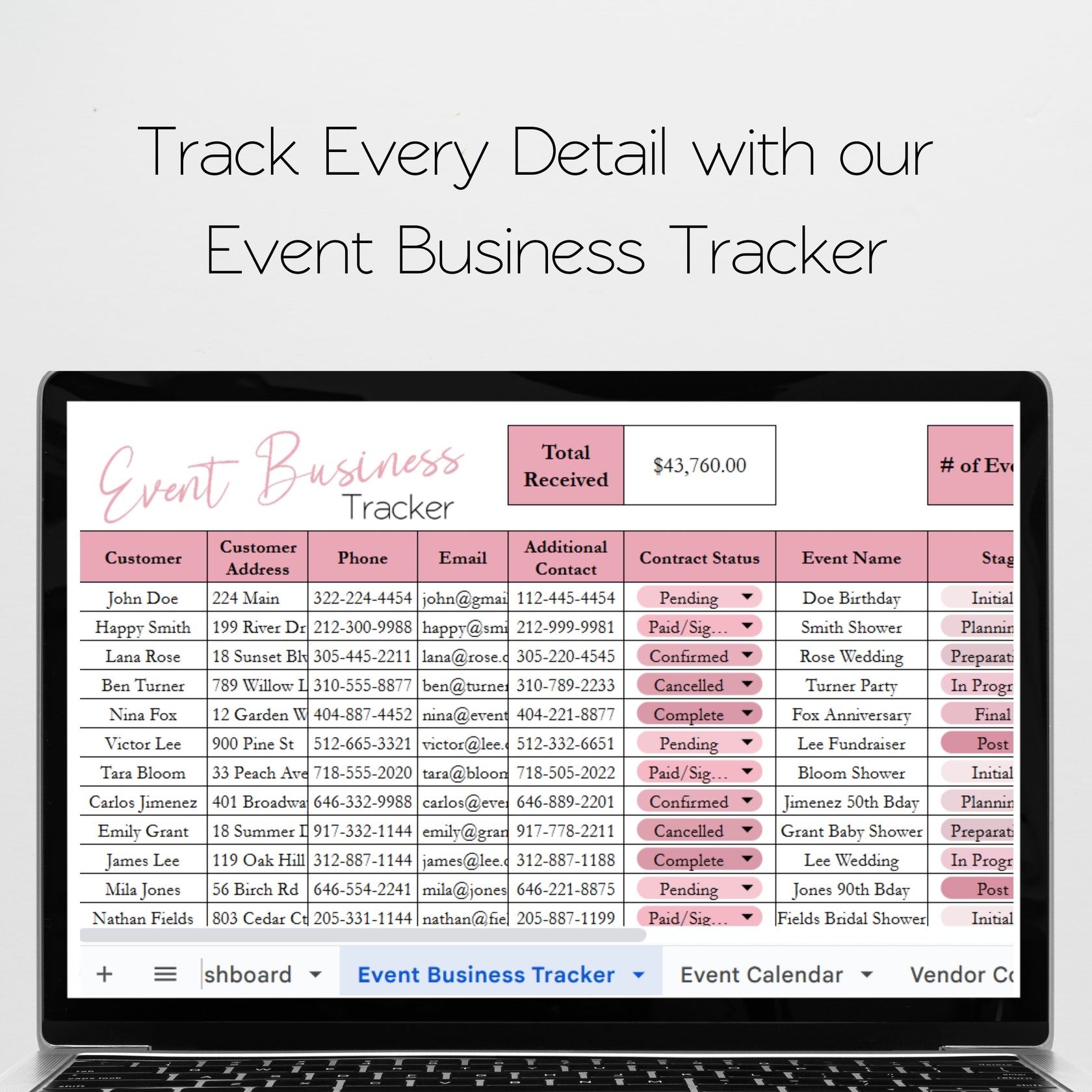 Event Planning Business Template Bundle Google Sheet and Excel Spreads ...