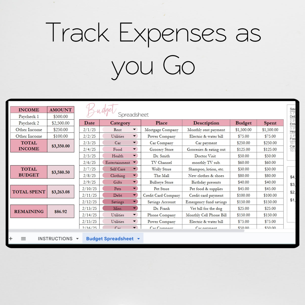Budget Spreadsheet Template Google Sheets and Excel – Savvy and Thriving