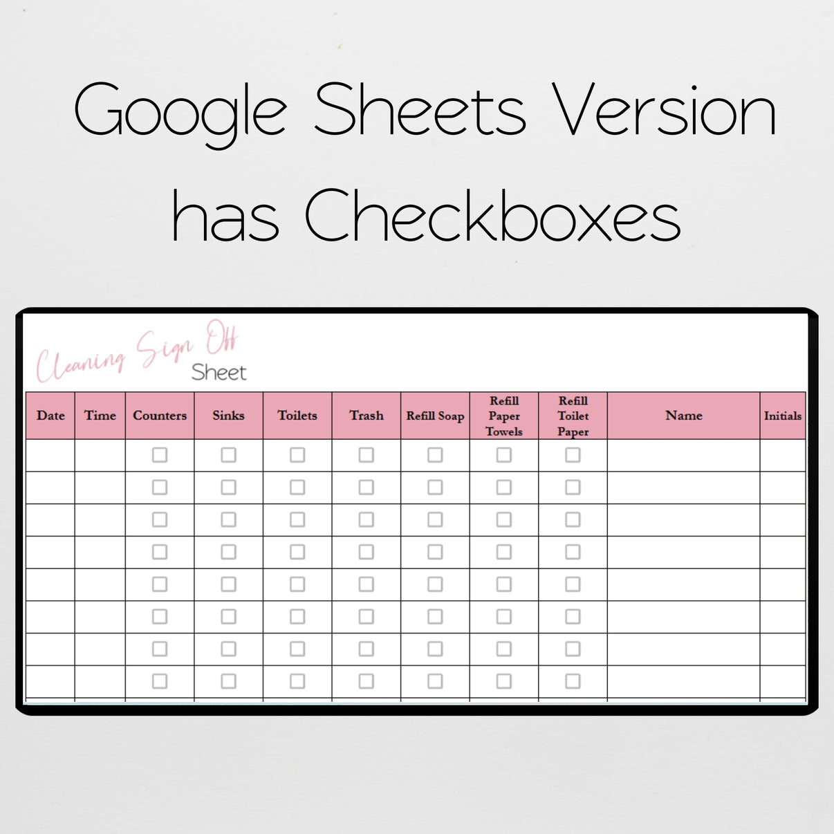 Bathroom Cleaning Sign Off Sheet Google Sheets and Excel Spreadsheet ...