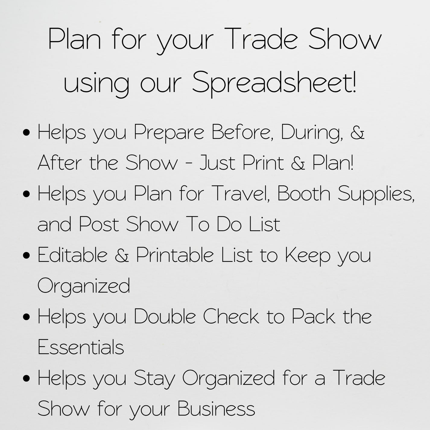Trade Show Checklist Template for Google Sheets and Excel Spreadsheet ...