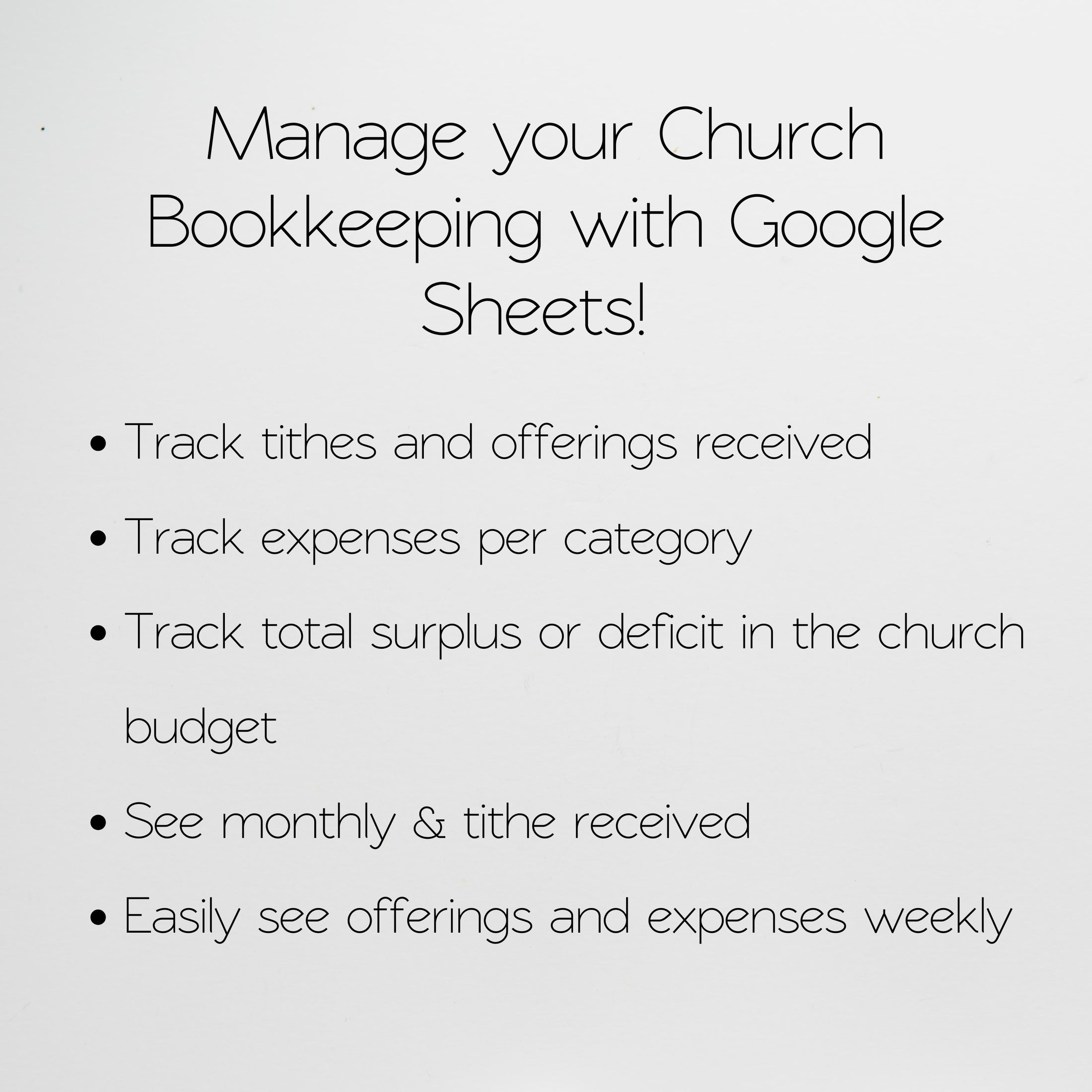 Church Bookkeeping Template Excel Spreadsheet and Google Sheets – Savvy ...