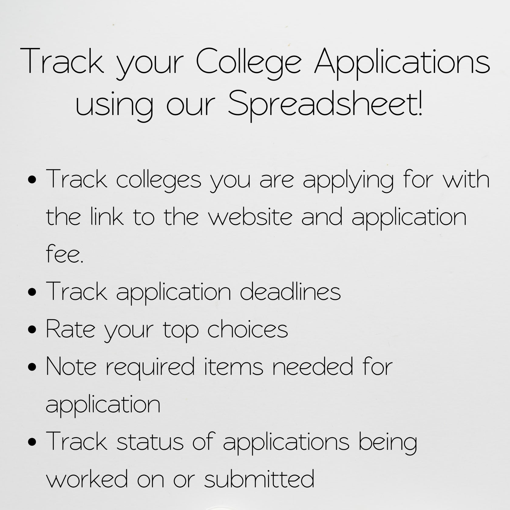 College Application Tracker Template Google Sheets and Excel Spreadshe ...