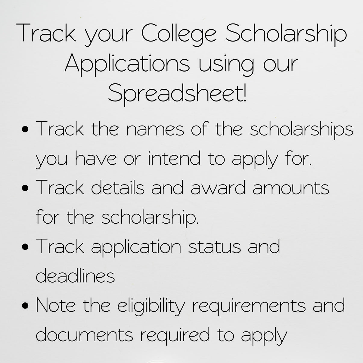 College Scholarship Tracker Template Google Sheets and Excel Spreadshe ...