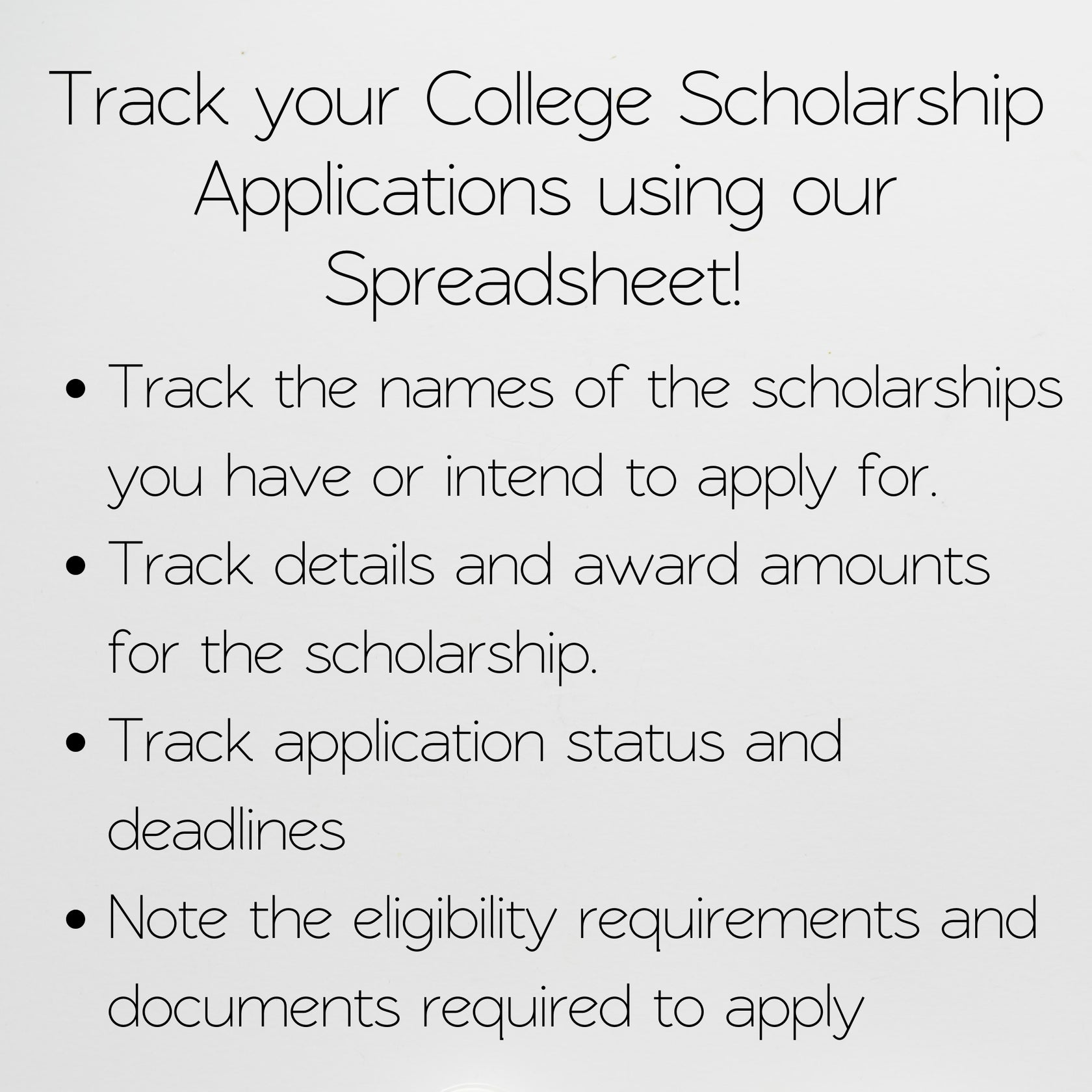 College Scholarship Tracker Template Google Sheets and Excel Spreadshe ...