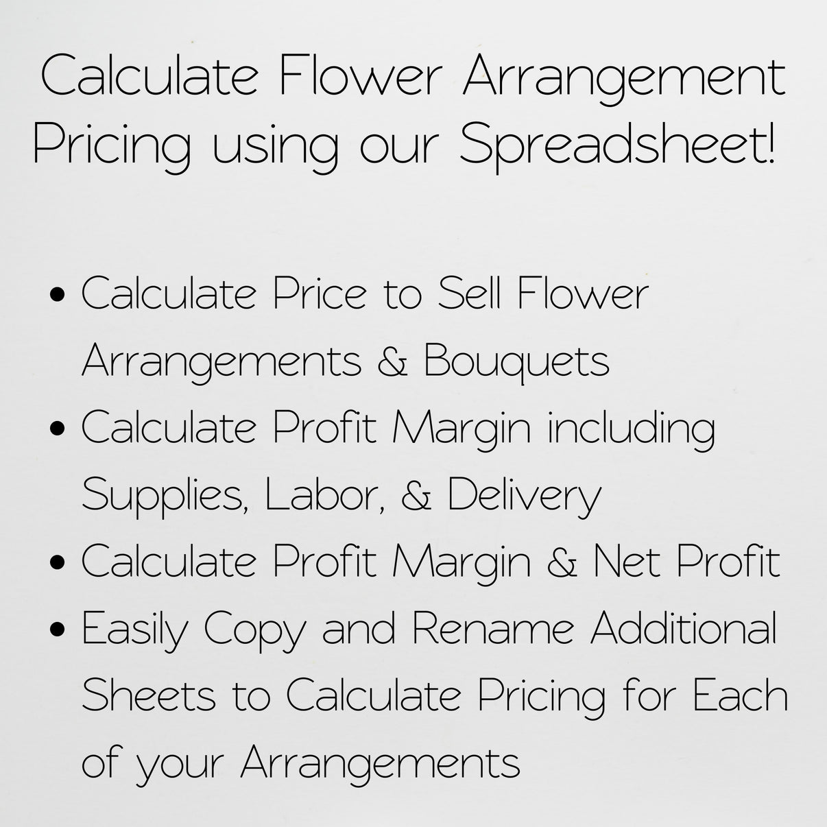 Flower Arrangement Cost Calculator Template for Google Sheets and Exce ...