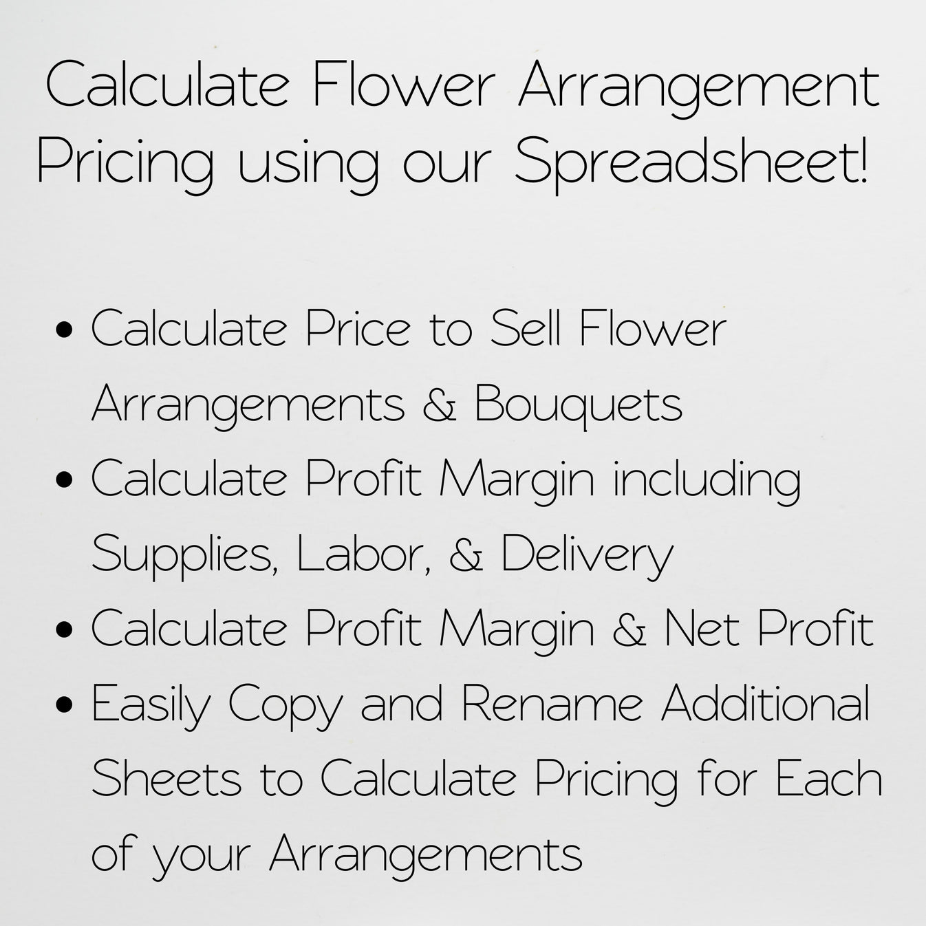 Flower Arrangement Cost Calculator Template for Google Sheets and Exce ...