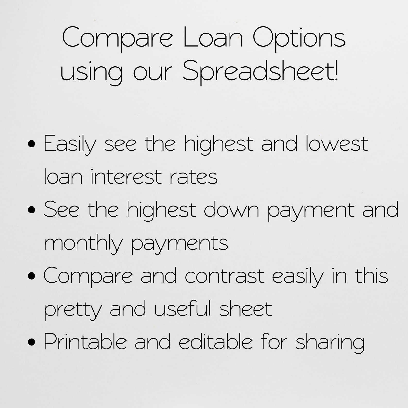 Mortgage Comparison Spreadsheet Template Excel Worksheet and Google Sh ...