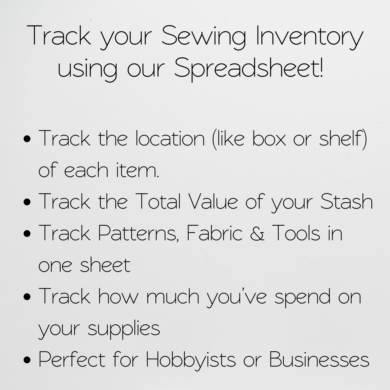 Sewing Inventory Tracker Template Google Sheets and Excel Spreadsheet ...