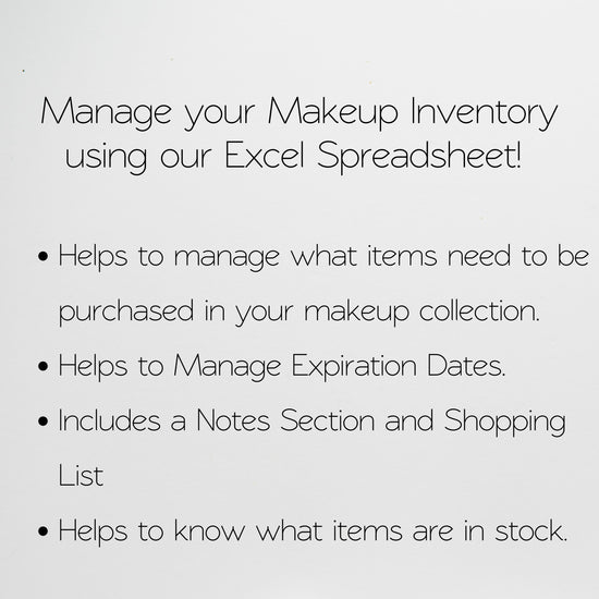 Makeup Inventory Google Sheet and Excel Spreadsheet – Savvy and Thriving