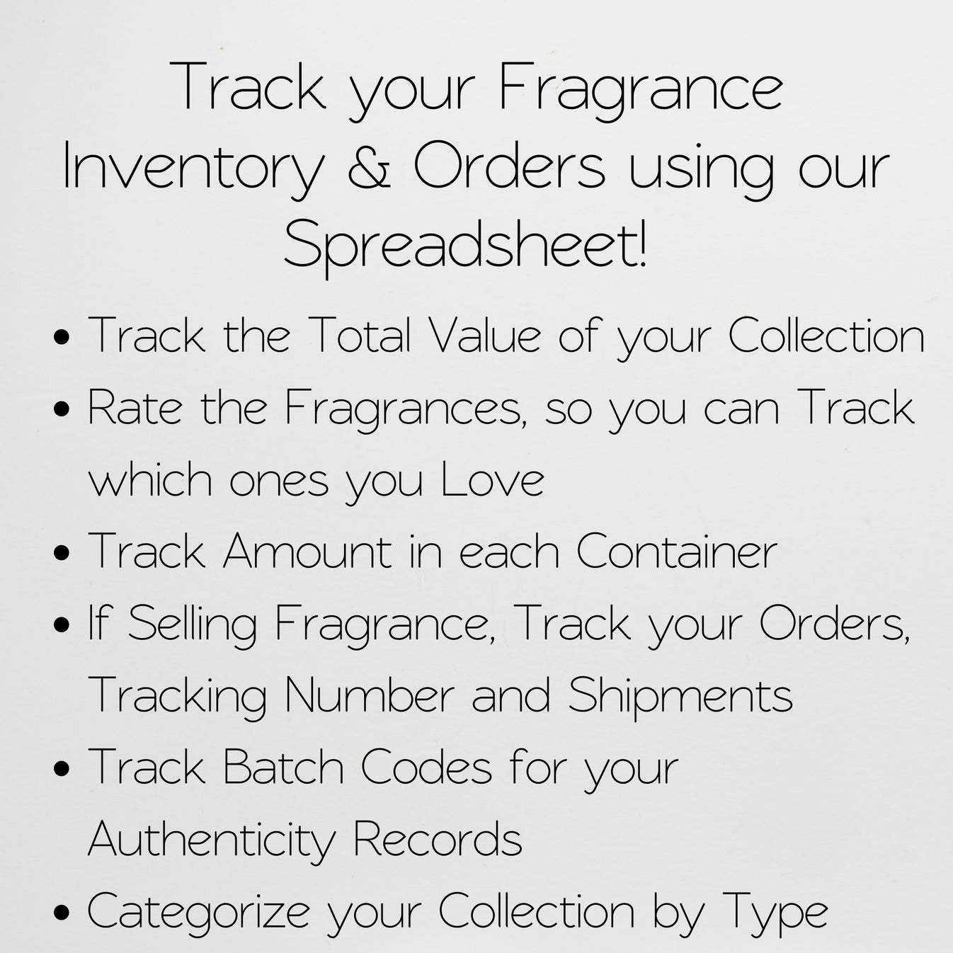 Fragrance Collection Tracker Template Inventory Tracking for Google Sh ...