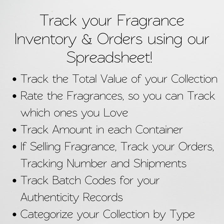 Fragrance Collection Tracker Template Inventory Tracking for Google Sh ...