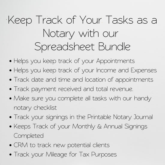 Notary Business Template Spreadsheet Bundle, Templates for Mobile Nota ...