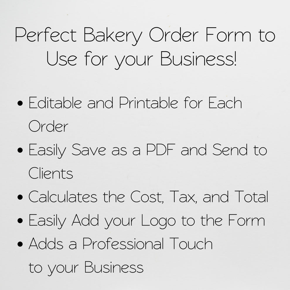 Bakery Order Form Template Google Sheets and Excel Spreadsheet – Savvy ...