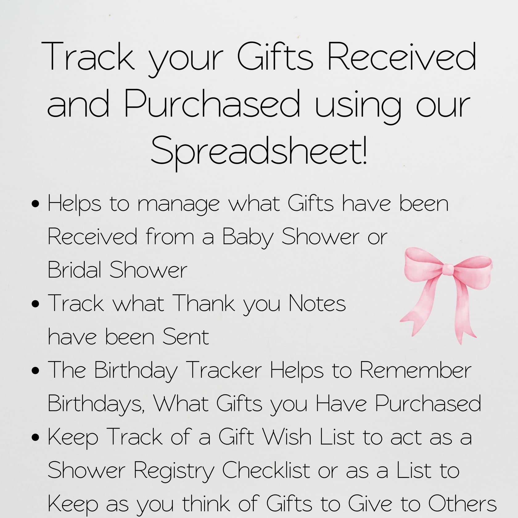 Gift Tracker for Baby Shower Gift Log, Bridal Shower Gift List Templat ...