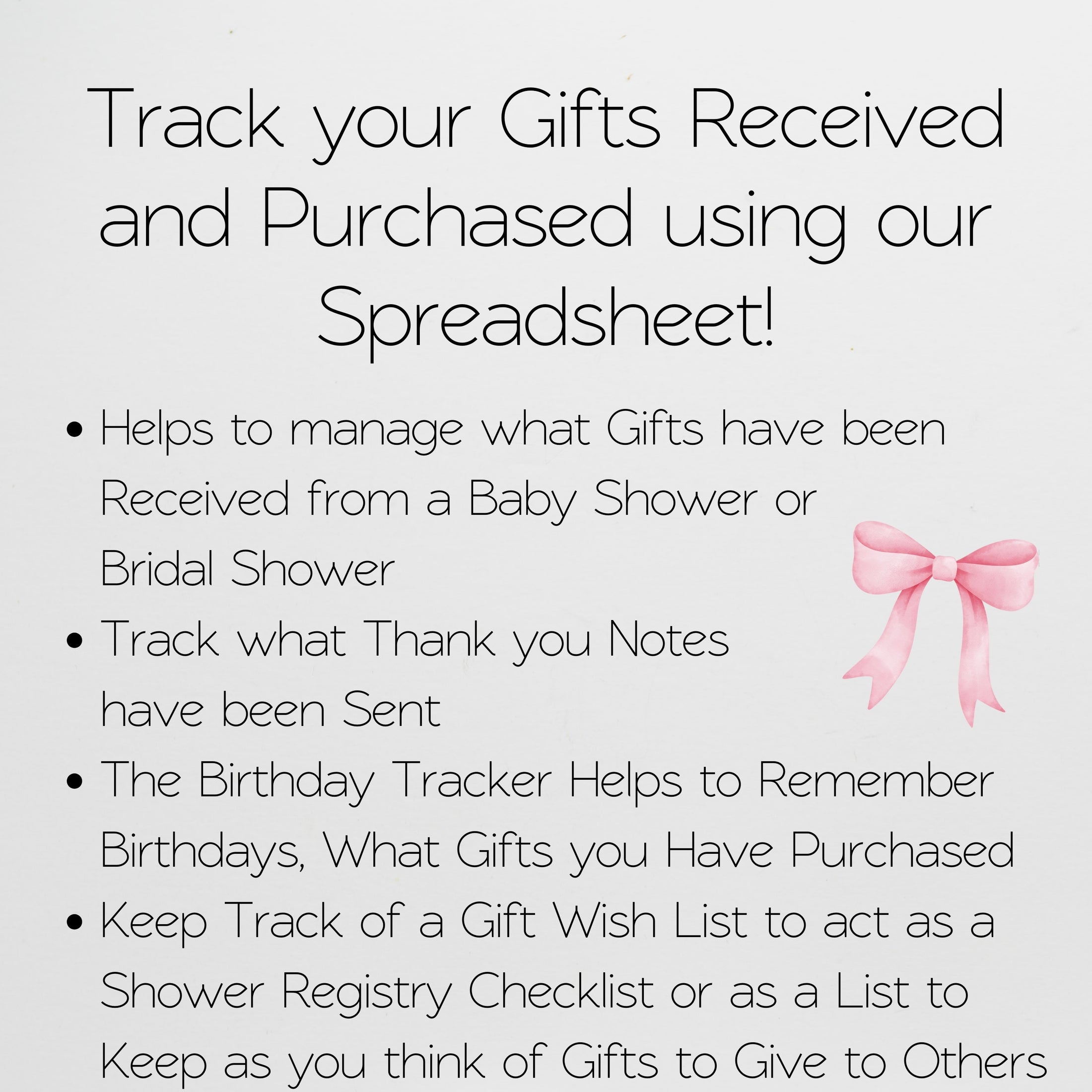 Gift Tracker for Baby Shower Gift Log, Bridal Shower Gift List Templat ...