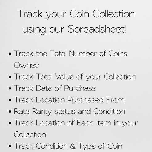 Coin Collection Inventory Spreadsheet Google Sheets and Excel Tracker ...