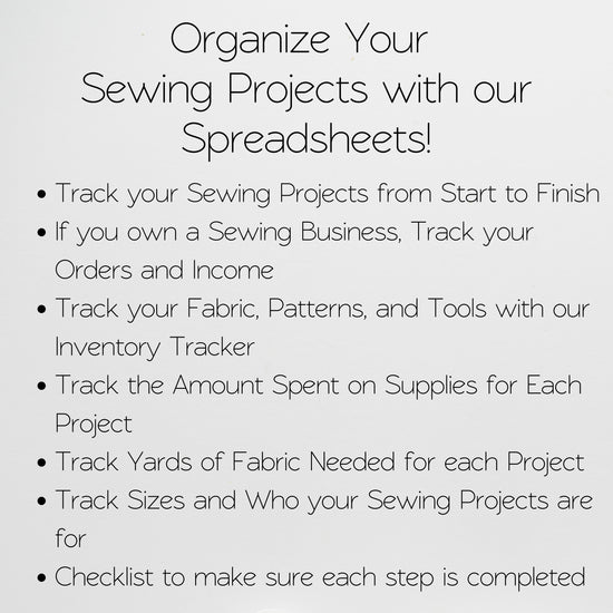 Sewing Planner Template Google Sheet and Excel Spreadsheet – Savvy and ...