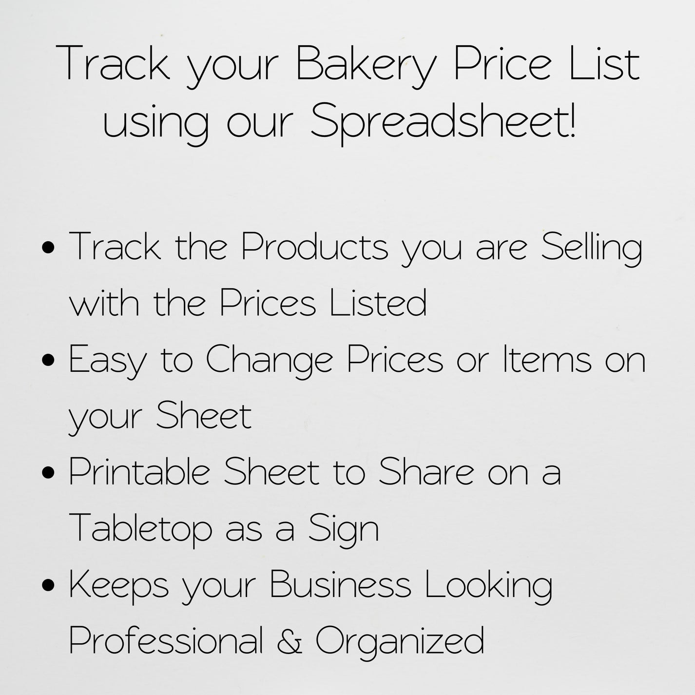 Bakery Price List Template Google Sheets and Excel Spreadsheet – Savvy ...